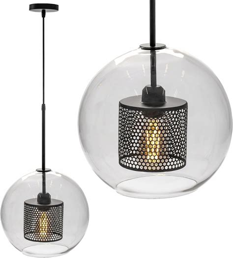 Toolight Lampa Sufitowa Wisząca Żyrandol Kula Szklana Black Osw09669