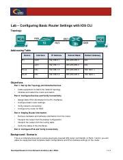 Configuring Basic Router Settings Connectivity Lab Course Hero
