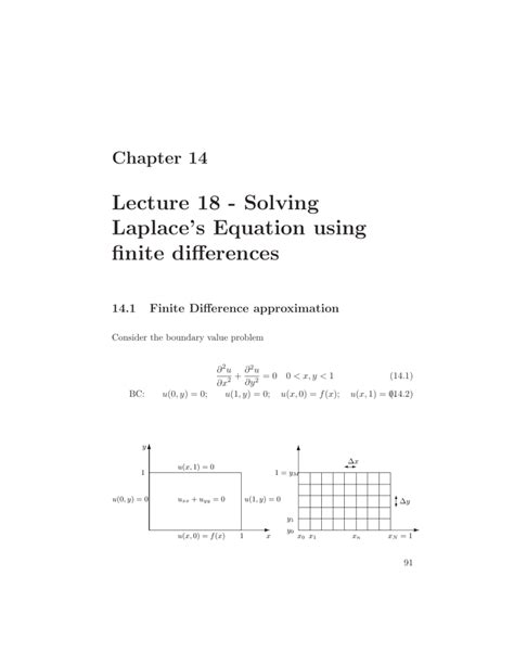 lecture 18 solving laplace s equation using ﬁnite diﬀerences chapter 14