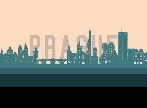 Prague Skyline Retro Digital Art By Bekim M Fine Art America