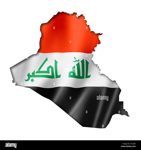 Iraq Flag Map Three Dimensional Render Isolated On White Stock Photo