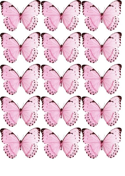 Pink Butterflies Are Arranged In Rows On A White Background