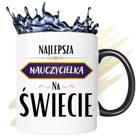 KUBEK CZARNY DLA NAUCZYCIELKI NAUCZYCIELA Z OKAZJI DNIA PREZENT