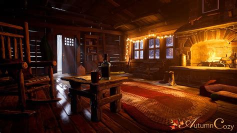 COZY WINTER CABIN AMBIENCE Snowstorm Crackling Fireplace Blizzard