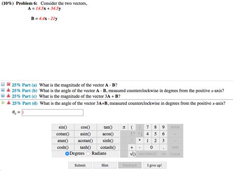solved 10 problem 6 consider the two vectors a 14 5x