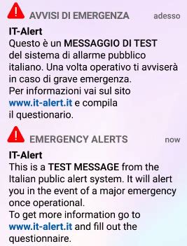 IT Alert oggi alle 12 il test nel Lazio in cosa consiste e perché è