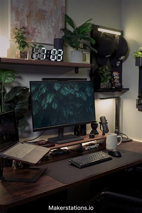 A Dark And Cosy Plant Filled WFH Workspace In 2024 Desk Setup Home