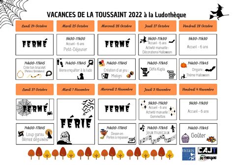 Les activités à la ludothèque pour les vacances de Toussaint 2022