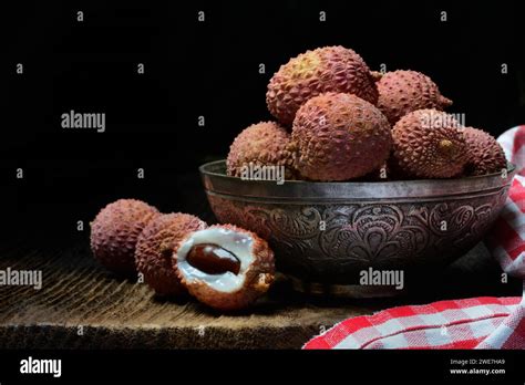 Lychee Lychees In Peel Stock Photo Alamy