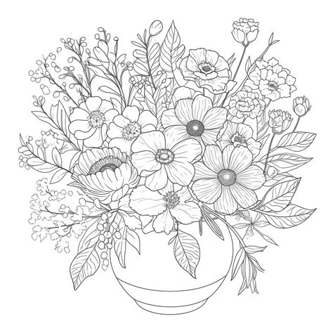 Bouquet Flowers Coloring Page Coloring Corner