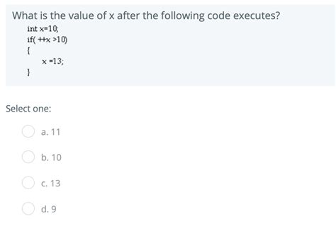 solved what is the value of x after the following code