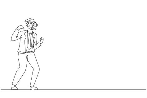 Premium Vector Single One Line Drawing Angry Annoyed Worker With
