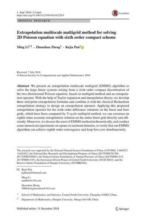 pdf extrapolation multiscale multigrid method for solving 2d poisson equation with sixth order