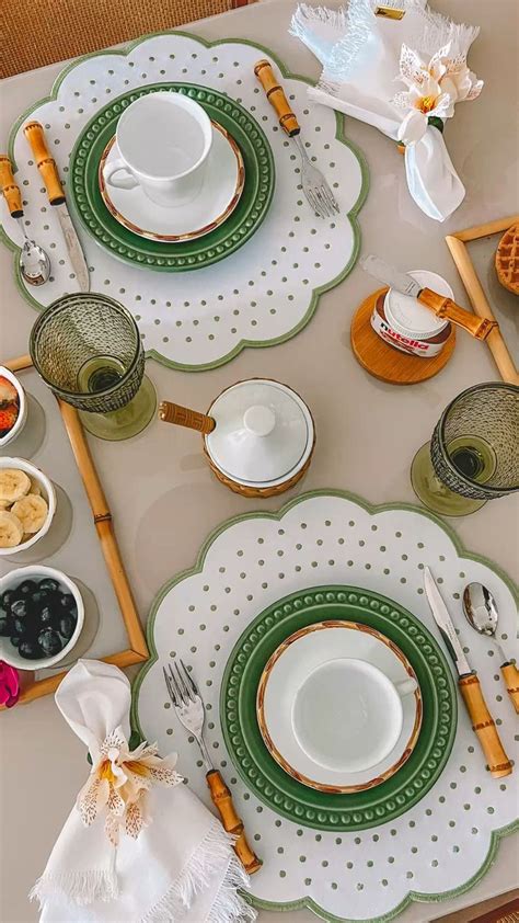 Mesa De Caf Da Manh Toques Em Verde Mesa Posta Mesa Posta Para
