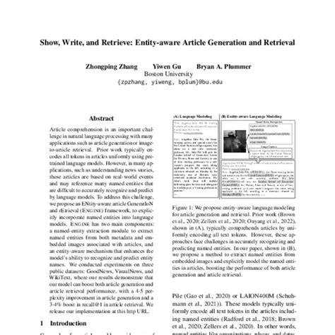 show write and retrieve entity aware article generation and retrieval acl anthology