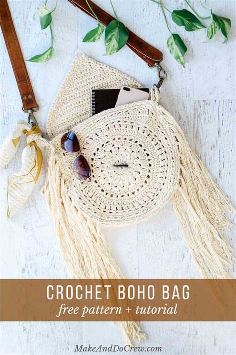 Bohemian Fringed Crochet Bag Free Purse Pattern With Leather Straps