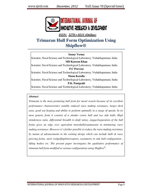 pdf trimaran hull form optimization using shipflow®