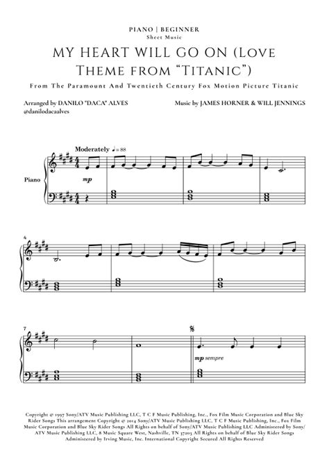 My Heart Will Go On Love Theme From Titanic Arr Danilo Daca