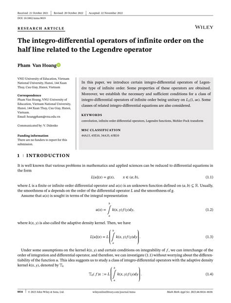 the integro‐differential operators of infinite order on the half line related to the legendre