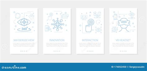 Mobile Reality Linear Icons Set Immersive Interactive Virtual