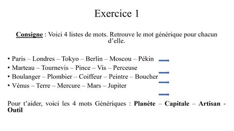 Mots G N Riques Et Mot Sp Cifiques Exercices Youtube