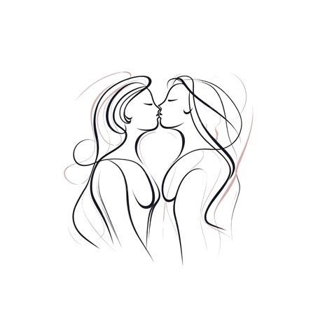 Dibujo De Línea Continua Pareja Besándose Concepto De San Valentín PNG