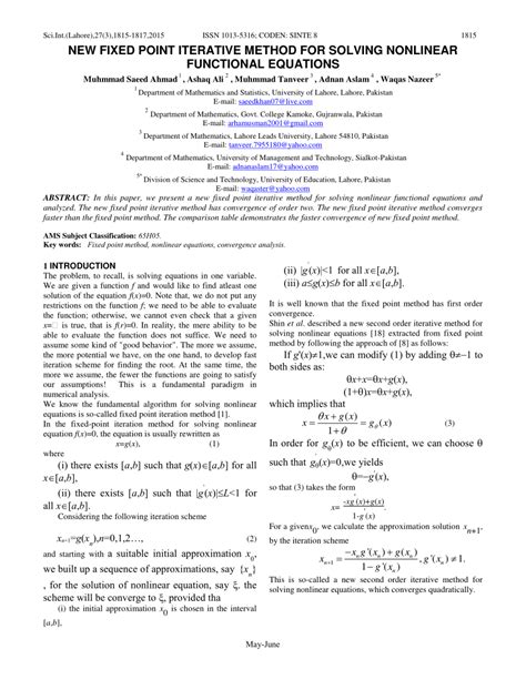 pdf new fixed point iterative method for solving nonlinear functional equations