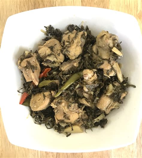 Naga Recipe Chicken With Dried Colocasia Leaves And Fresh Bamboo