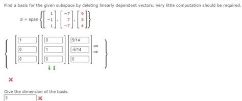 solved find a basis for the given subspace by deleting