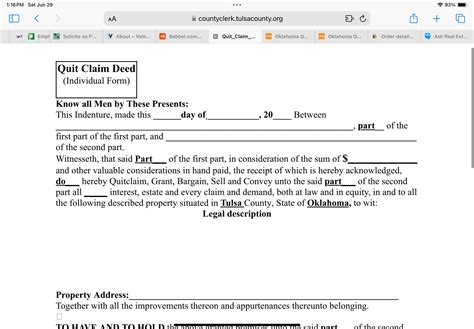 Oklahoma Quit Claim Deed Language