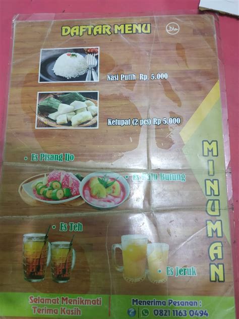 Carta Del Restaurante Coto Makassar Sop Konro Konro Bakar Cileungsi