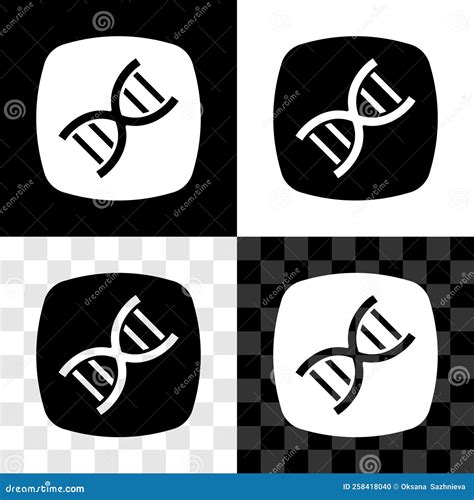 Set DNA Symbol Icon Isolated On Black And White Transparent Background