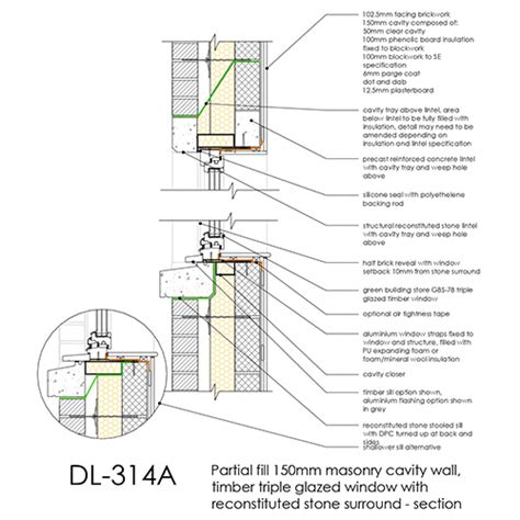 Dl Partial Fill Mm Masonry Cavity Wall Window Detail