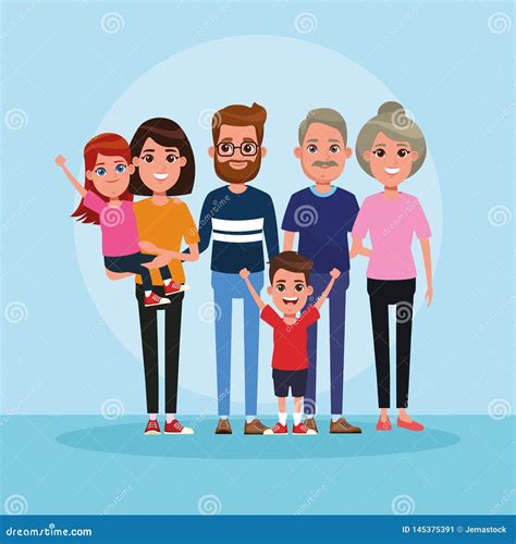 Fam lia Desenhos Animados Das Crian as Ilustração do Vetor