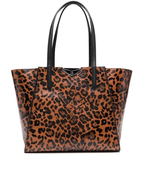 Zadig Voltaire Le Borderline Leopard Print Tote Bag In Brown Lyst