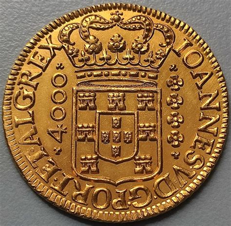 Moeda De Ouro Brasil 4000 Réis De 1719 B 10 75 G Rara Mercado Livre