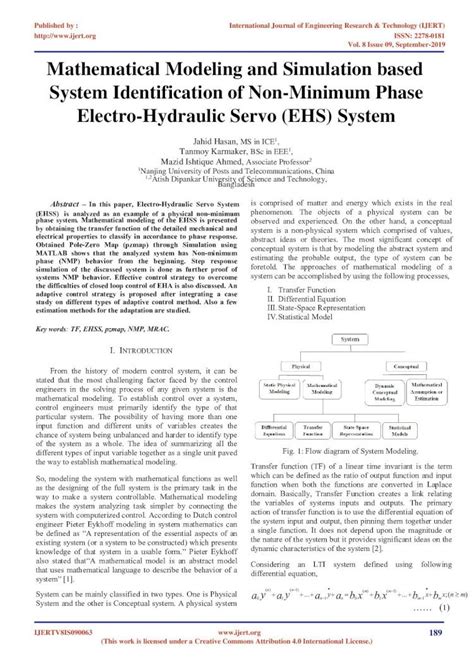 pdf mathematical modeling and simulation based system electro hydraulic servo ehs