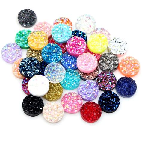 New Fashion 40pcs 8 10 12mm Mix Ab Colors Druzy Natural Ore Style Flat