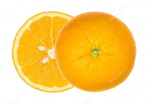 Dos Mitades Naranjas Desde Arriba Aisladas Sobre Blanco Naranja