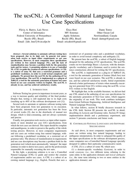pdf the ucscnl a controlled natural language for use case specifications