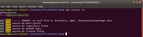 Javascript Problem With The Command Npm Install Fs Stack Overflow