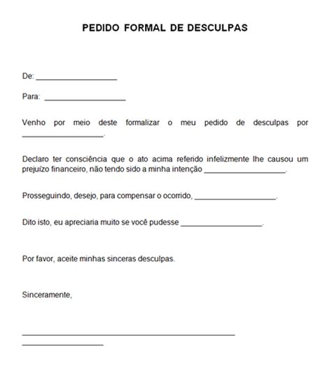 Modelo De Pedido Formal De Desculpas Artofit
