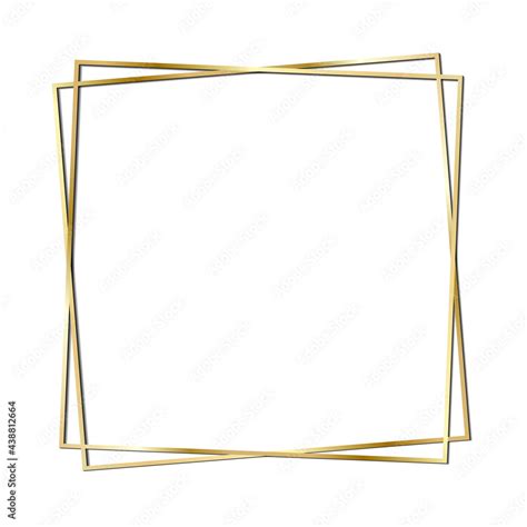 Gold Shiny Glowing Vintage Frame With Shadows Isolated On White
