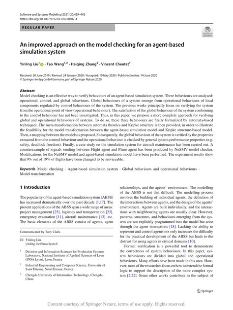 an improved approach on the model checking for an agent based simulation system request pdf