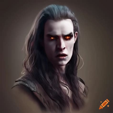 Photorealistic Portrait Of A Handsome Man With Long Dark Hair