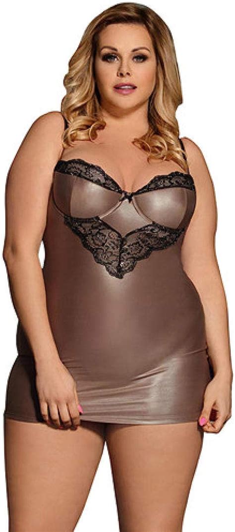 XQTX Lencería Sexy Mujer Vestido Erótico De Piel Sintética De Talla