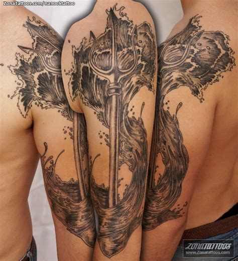 Tatuaje De Tridentes Agua Brazo