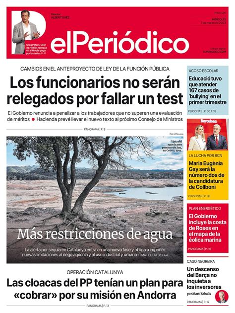 La portada de EL PERIÓDICO del 1 de marzo de 2023