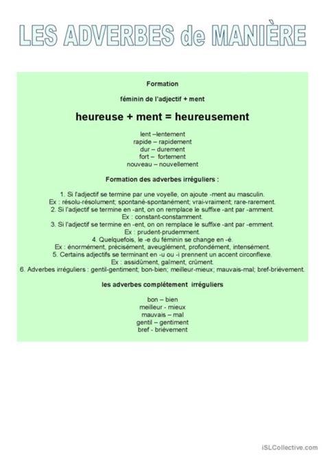 74 Adverbes Français FLE fiches pedagogiques pdf doc