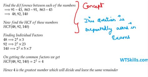 hcf concept questions finding greatest number wtskills learn maths quantitative aptitude